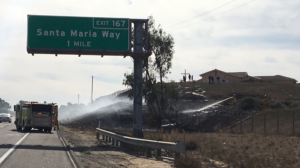 Brush fire breaks out off Highway 101 in Santa Maria